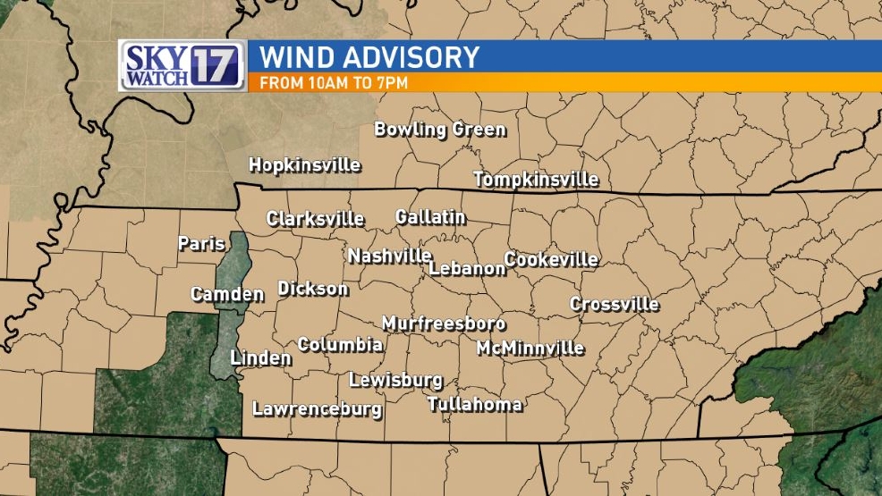 Wind Advisory issued for Middle Tennessee | WZTV