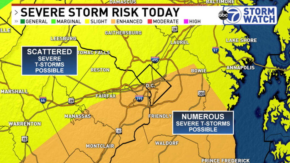 DC-area under 'enhanced risk' as severe storms are expected on Tuesday ...