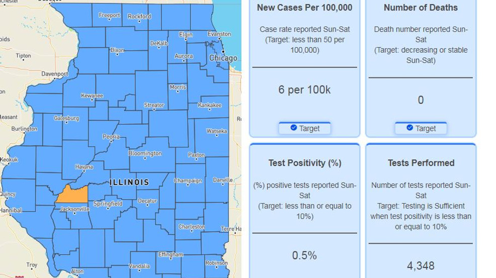 IDPH map shows COVID-19 risk by county | WICS